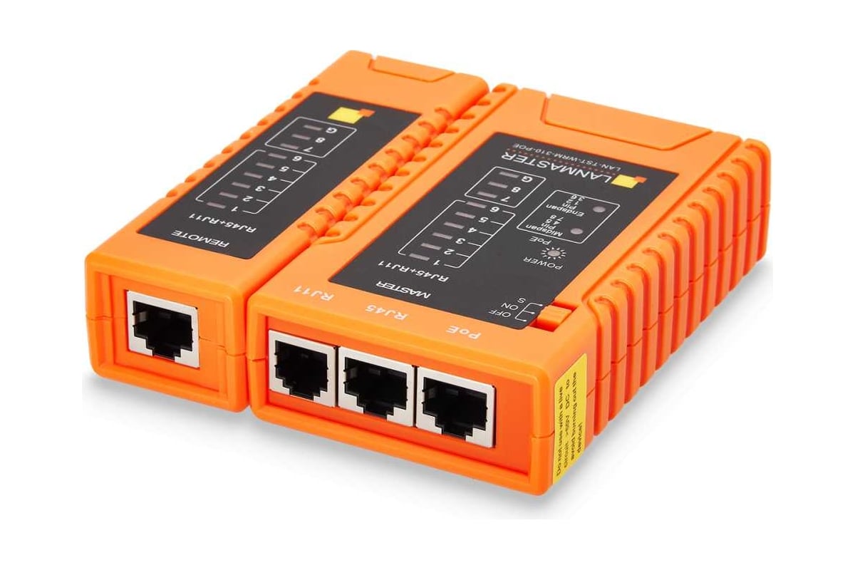 Тестер витой пары с индикаторами, с определением POE LANMASTER LAN-TST-WRM-310-POE - выгодная ...