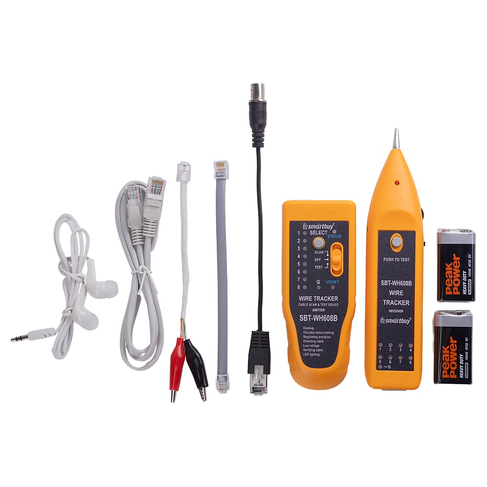 Тестер кабеля Smartbuy Tools 806B, с поиском в стене, с передатчиком и ...