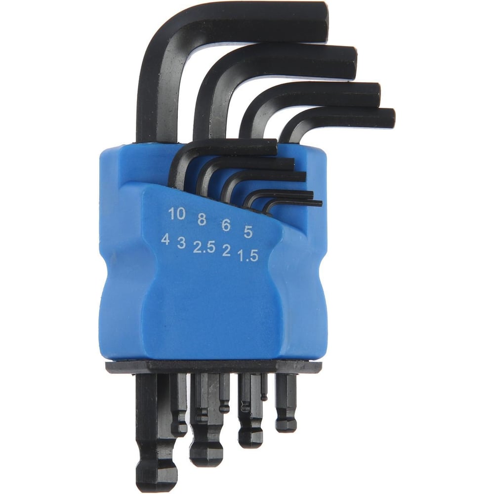 Набор шестигранных ключей с шаром ТУНДРА black CrV, 1.5-10 мм, 9 шт ...