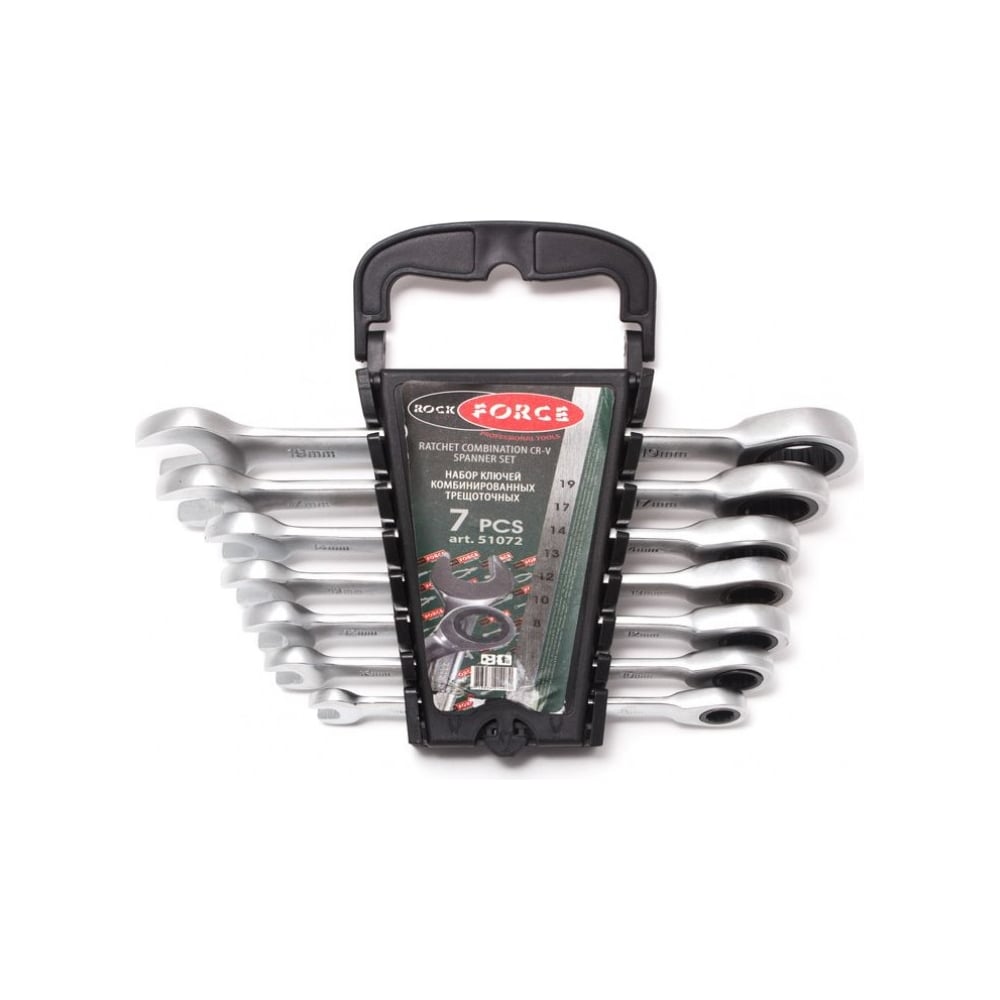 Набор комбинированных трещоточных ключей ROCKFORCE 8-19мм 7 предметов ...