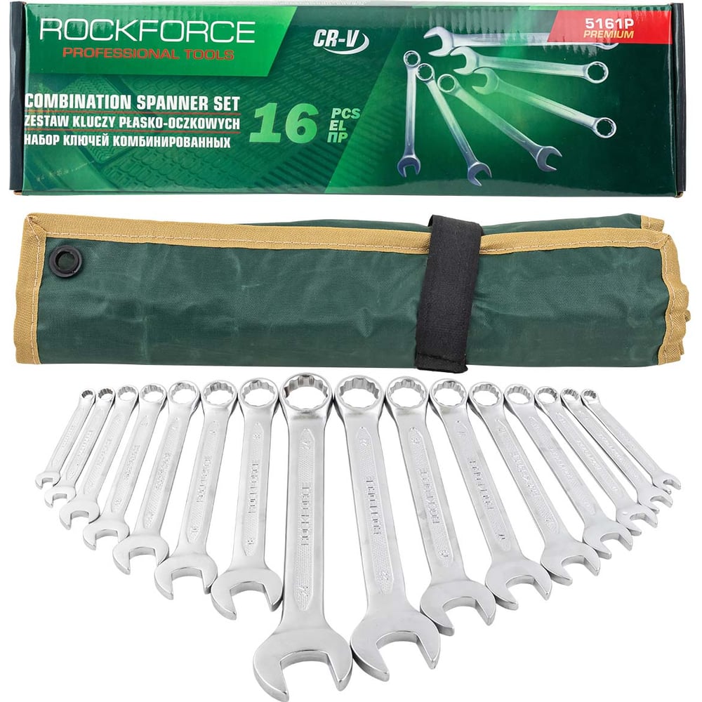 Набор ключей комбинированных Rockforce 16 предметов 6-19,22,24мм RF-5161P Premium(60777 ...