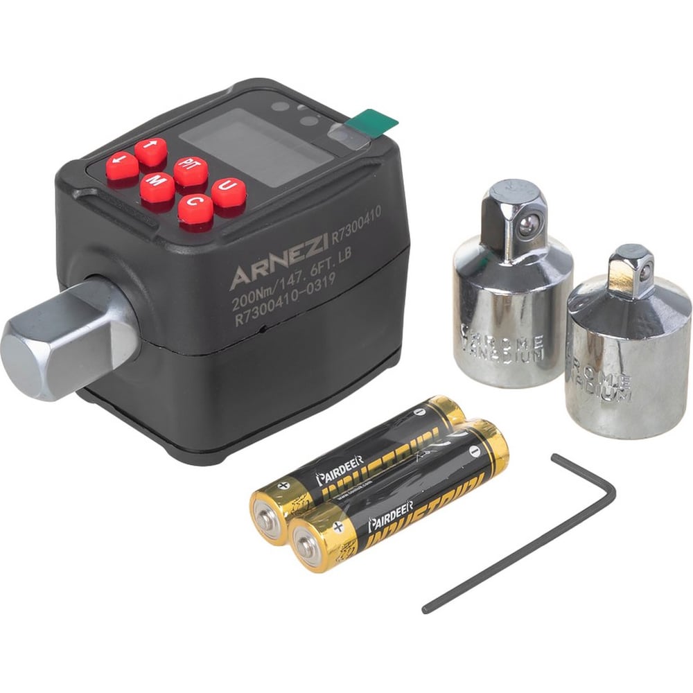 Ключ динамометрический ARNEZI 1/2" 10-200 Нм, цифровой в кейсе с переходниками L=75мм R7300410 ...