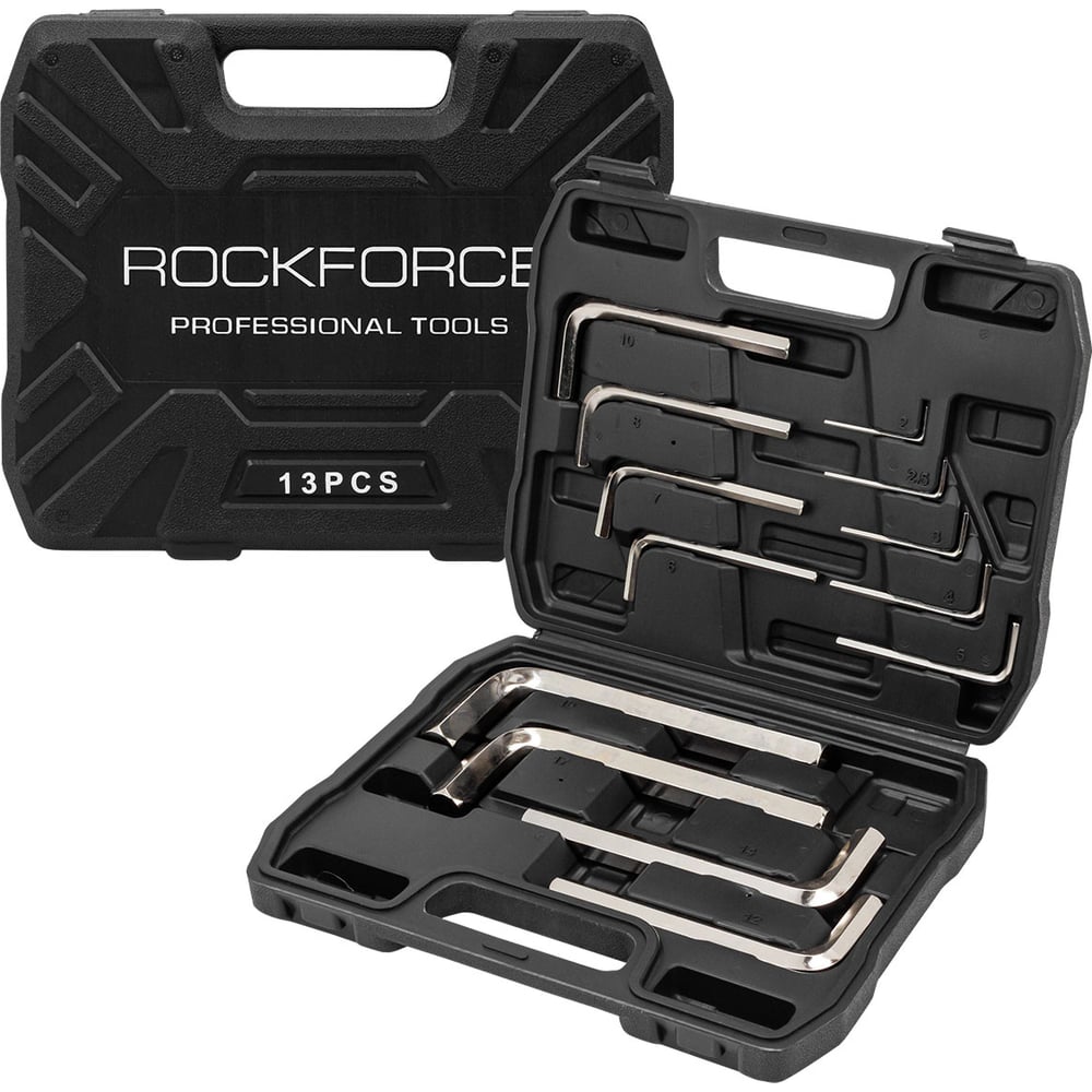 Ключи Г-образные 6-гранные Rockforce набор 13 предметов (2, 2.5, 3-8, 10, 12, 14, 17, 19 мм) RF ...