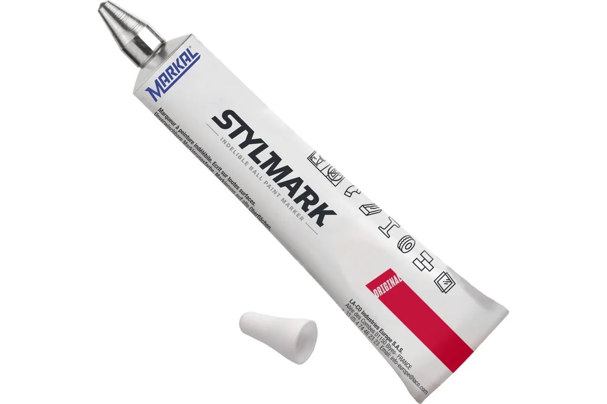Маркер-краска в металлической тубе Markal Stylmark, 3,0 мм, белый 96652 ...