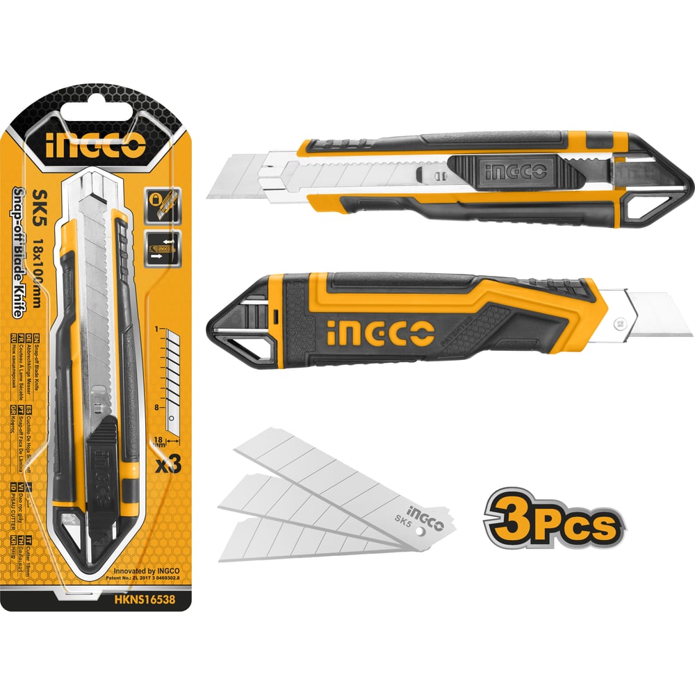 Канцелярский нож INGCO 169х100х18 мм. HKNS16538 - выгодная цена, отзывы ...