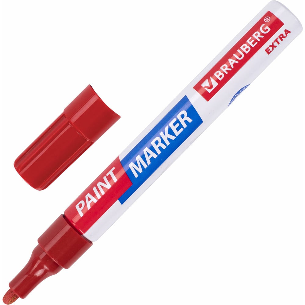 Лаковый маркер-краска BRAUBERG EXTRA paint marker 4 мм, красный ...