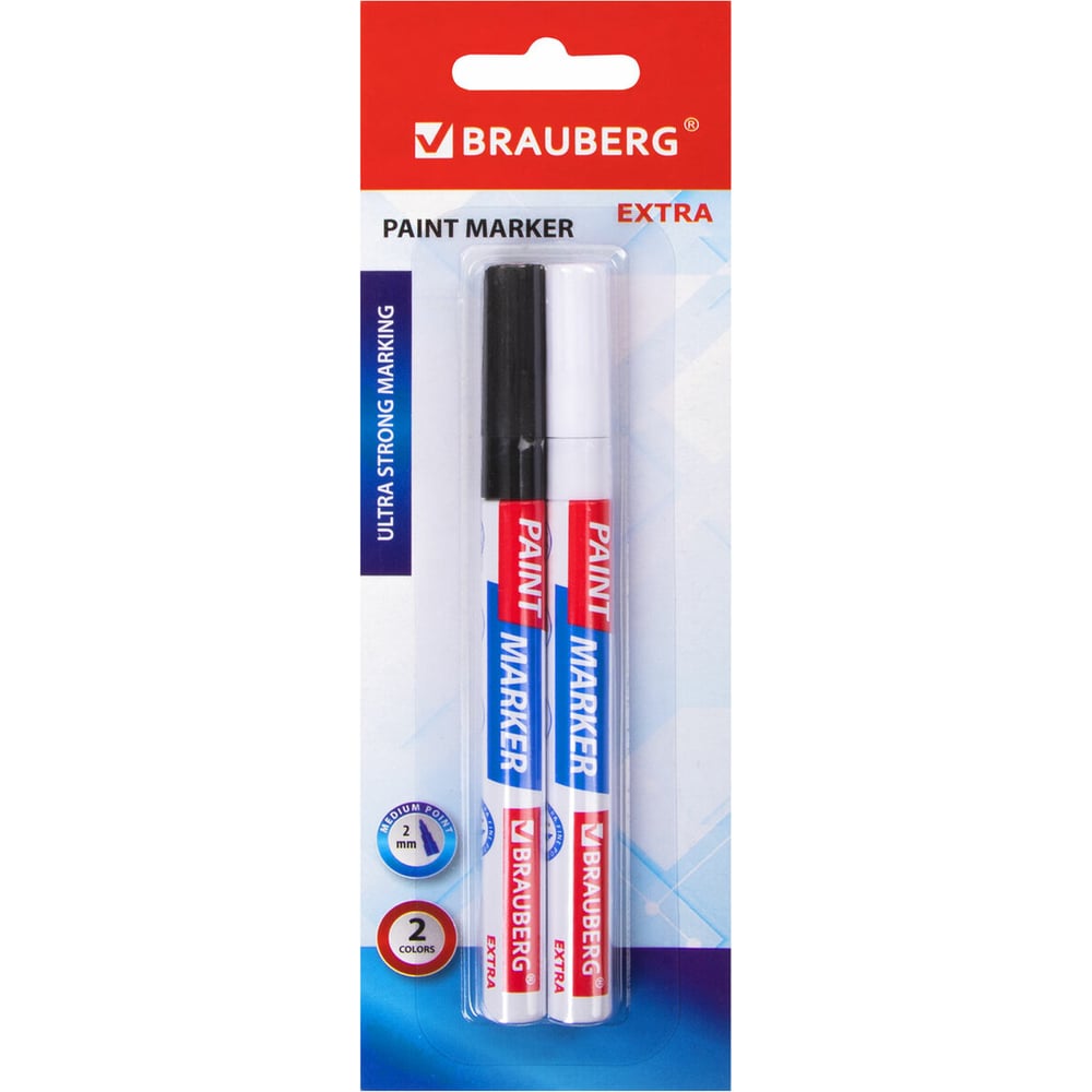 Лаковый маркер-краска BRAUBERG EXTRA paint marker 2 мм, НАБОР 2 цвета ...