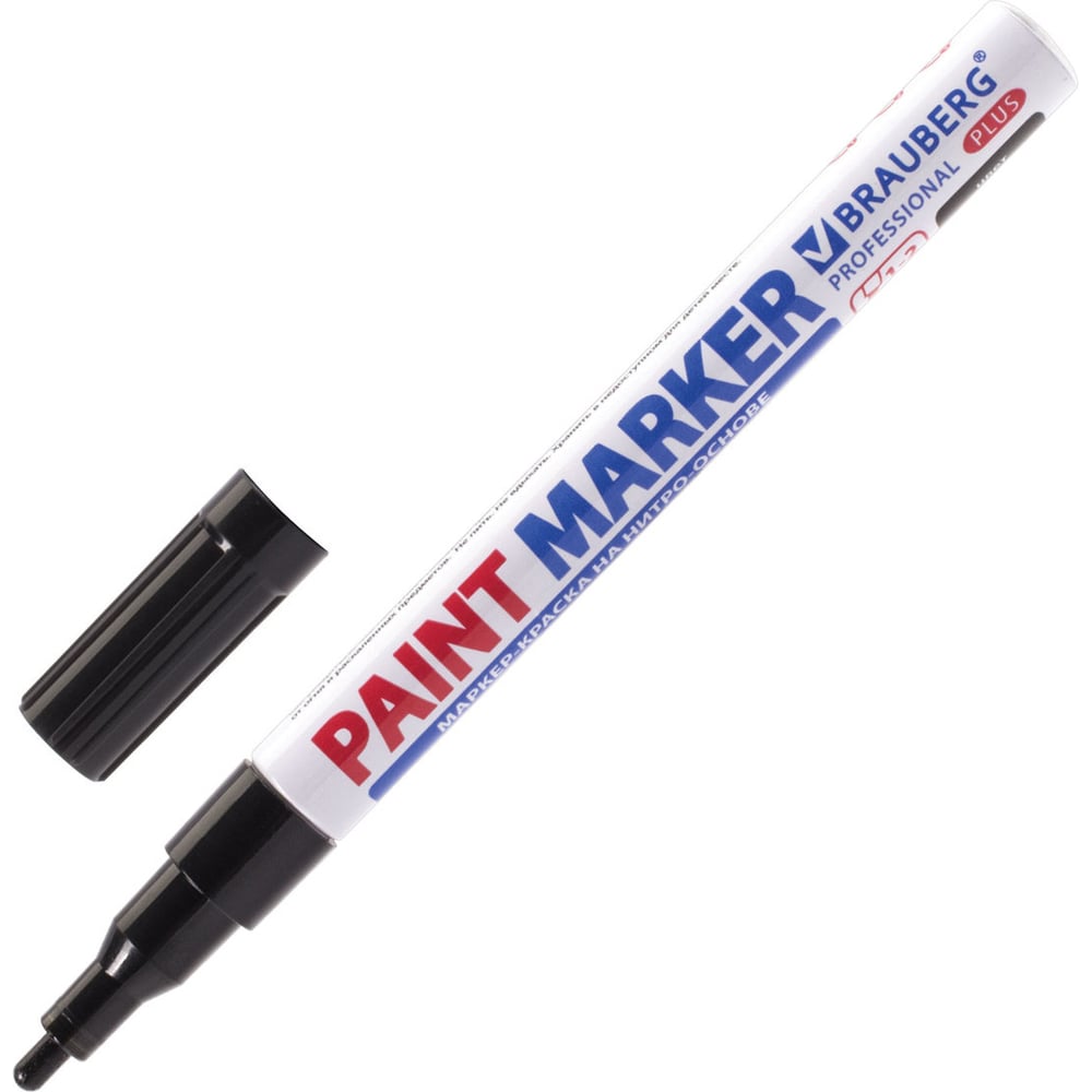 Лаковый маркер-краска BRAUBERG paint marker 2 мм, черный, нитро-основа ...