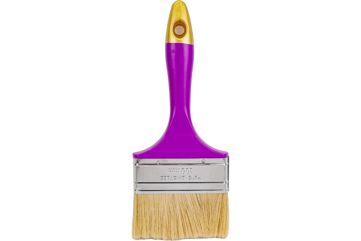 Плоская кисть с натуральной щетиной KRAFOR ПРОФИ №4/100мм, пластиковая ...