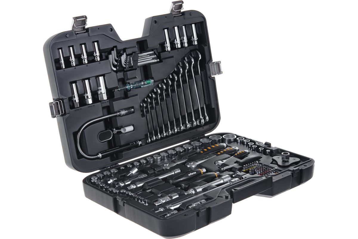 Набор инструментов Inforce 120 предметов 1/2" & 3/8" & 1/4", Сталь Cr-V ...