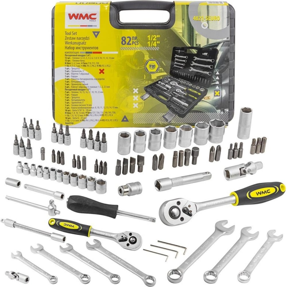 Набор инструмента WMC TOOLS 1/4", 1/2" 82 предмета WMC-4821-5EURO ...