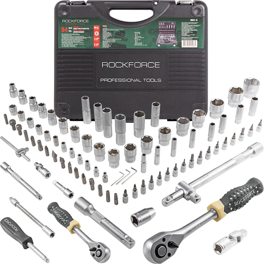 Набор торцевых головок и вставок Rockforce 1/2, 1/4DR 6-гранных 94 предмета RF-4941-5(4281 ...