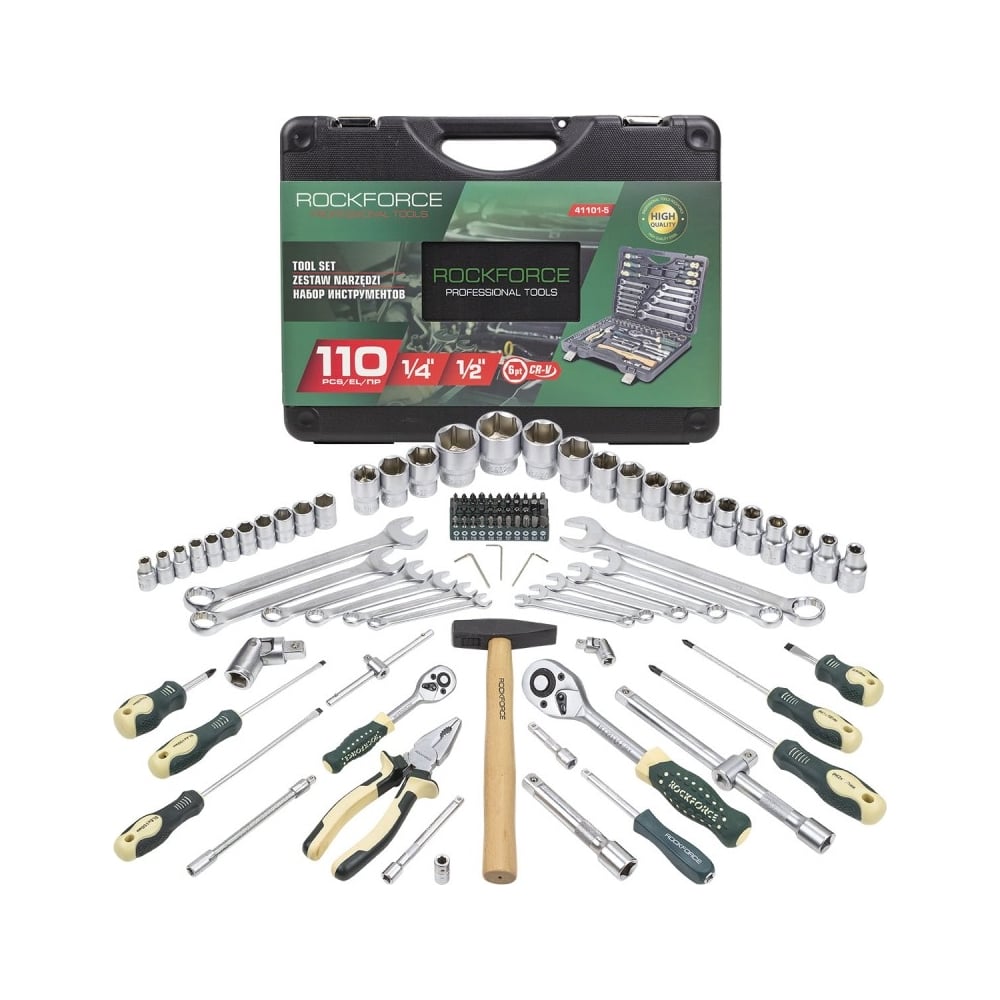 Набор инструментов Rockforce 110 пр.1/4'',1/2'' (6-гран) (5-32 мм) RF-41101-5(57365) - выгодная ...