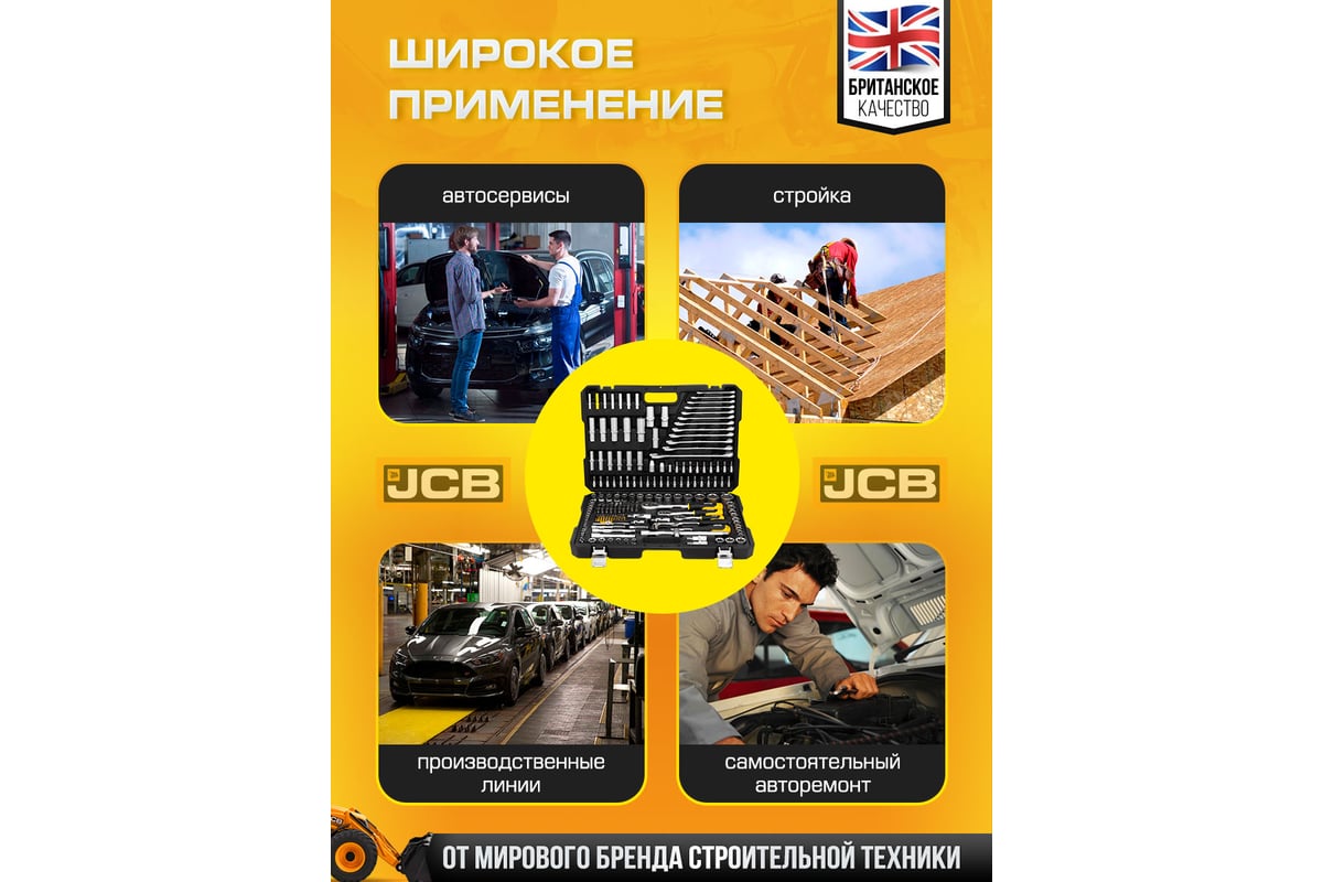 Набор инструментов JCB 216 предметов, 1/4", 3/8", 1/2" (6 гр.) JCB ...