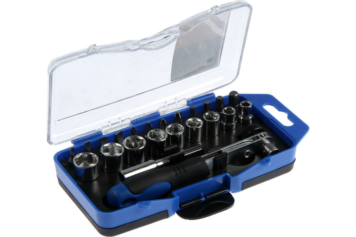 Набор бит и торцевых головок TUNDRA вороток с трещоткой, в пластиковом ...