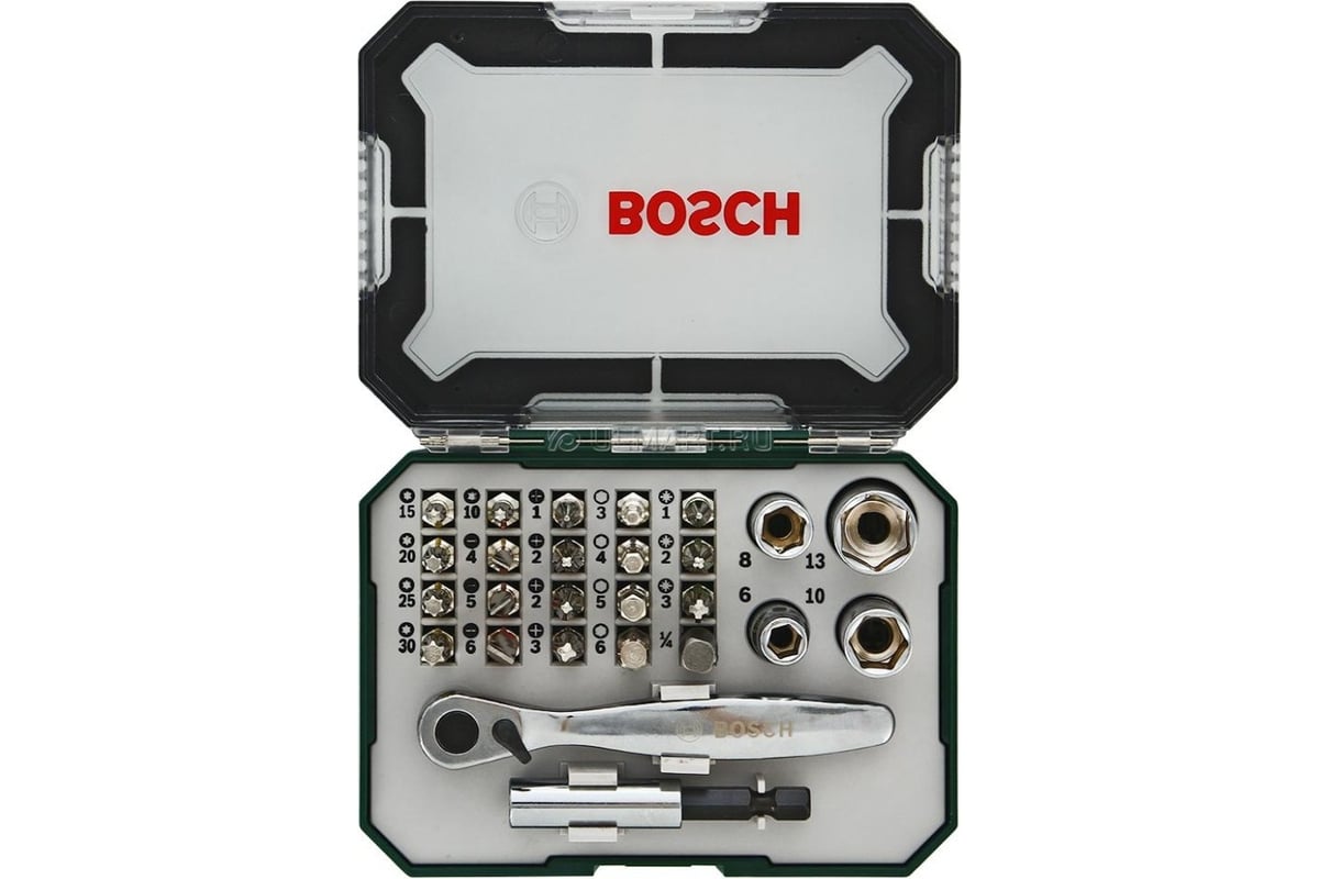 Комплект насадок с ключом-трещоткой (26 предметов) Bosch 2607017322 ...