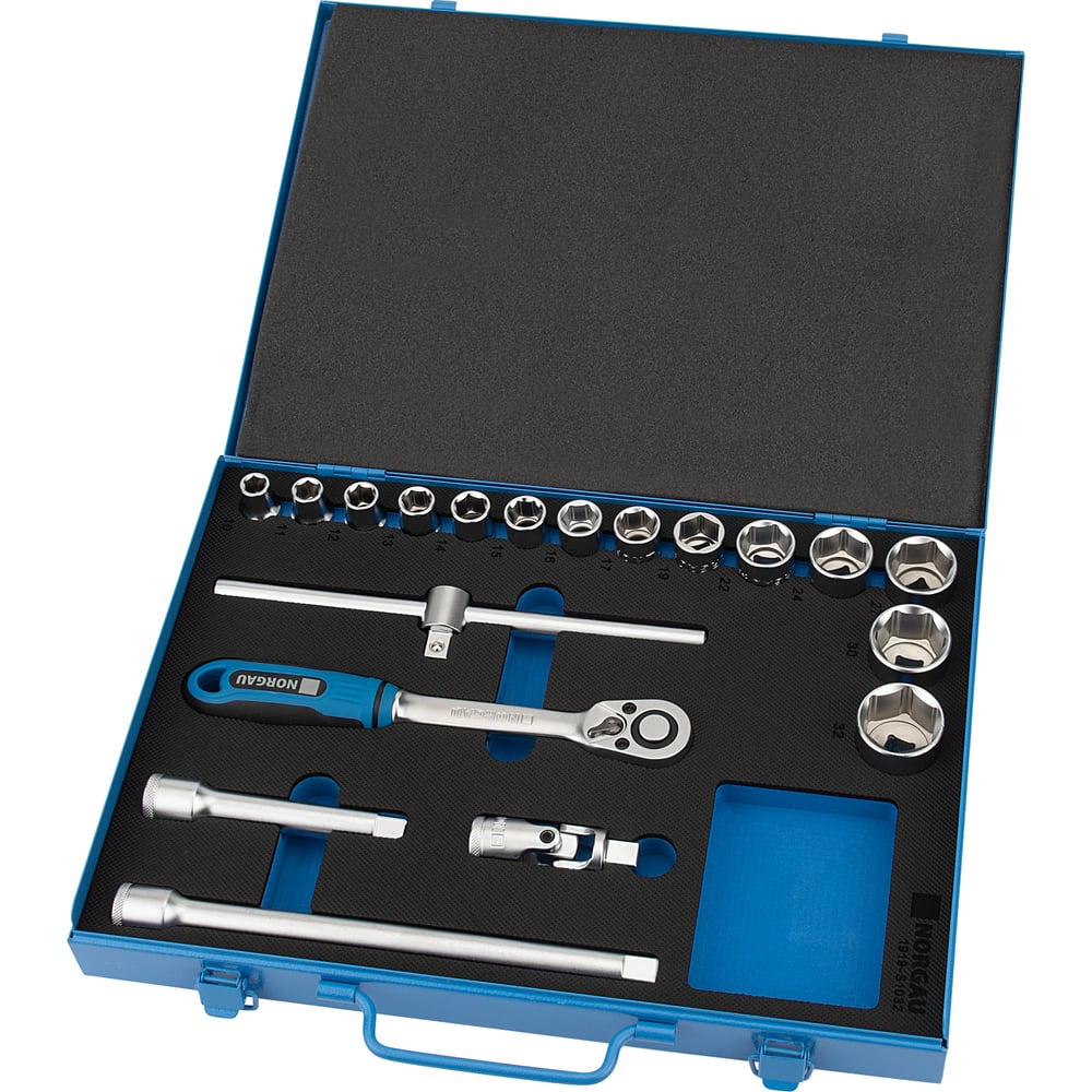 Набор торцевых 6-гранных головок 1/2" NORGAU 19 предметов с аксессуарами N1919-S1032 063793019 ...