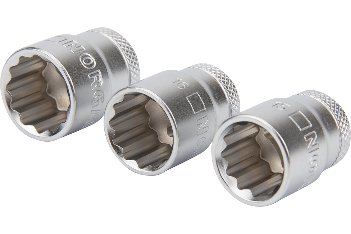 Набор торцевых 6-гранных головок 1/2" NORGAU 19 предметов с аксессуарами N1919-S1032 063793019 ...