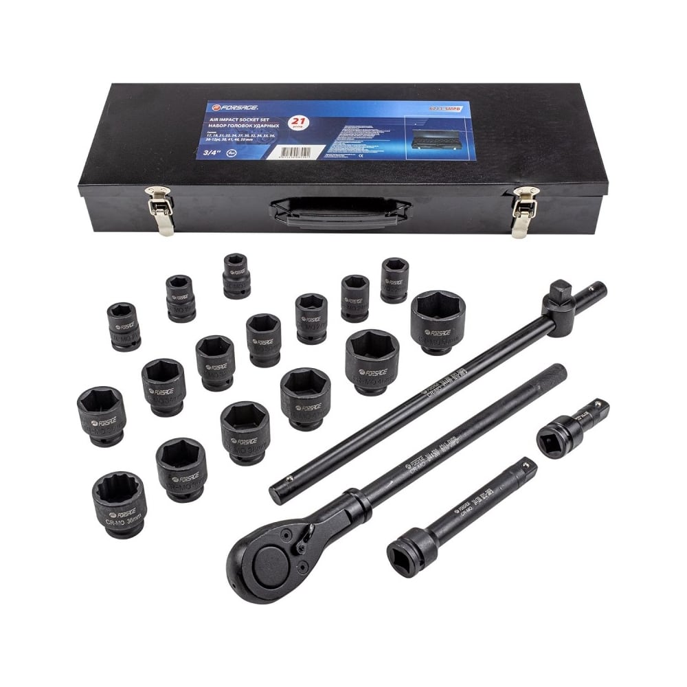 Набор ударных инструментов Forsage profi 3/4", 6гр, 21пр (17 ,19 ,21 ...