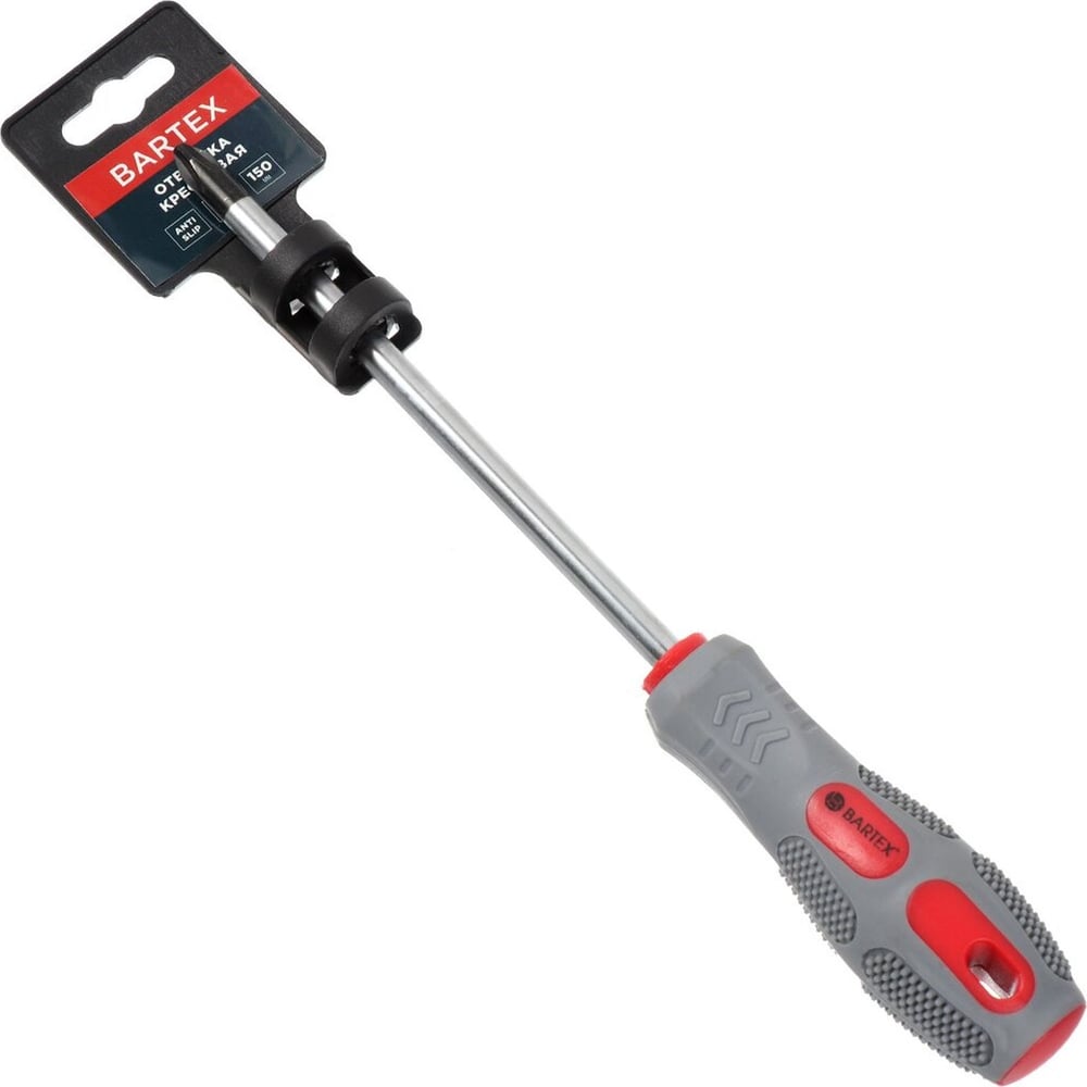 Крестовая отвертка BARTEX PH3x150 мм, антискользящая двухкомпонентная рукоятка, CrV сталь 138289 ...
