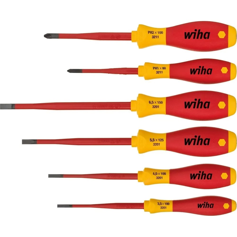 Набор отверток Wiha 35389 SoftFinish electric slimFix Шлиц, Phillips, 6 ...