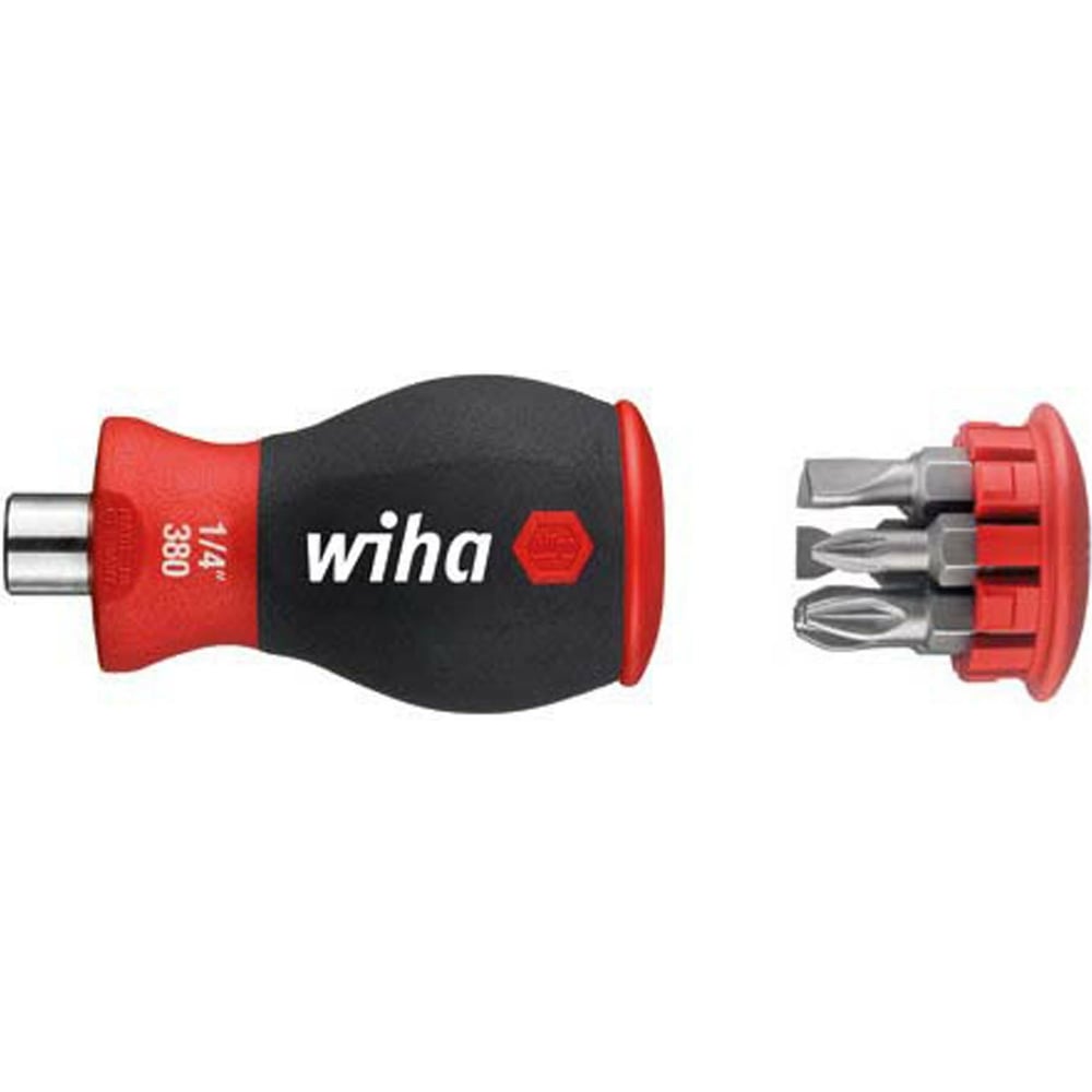 Отвертка-битодержатель Wiha SoftFinish Stubby 3801-04SB, магнитный, 1/4 ...