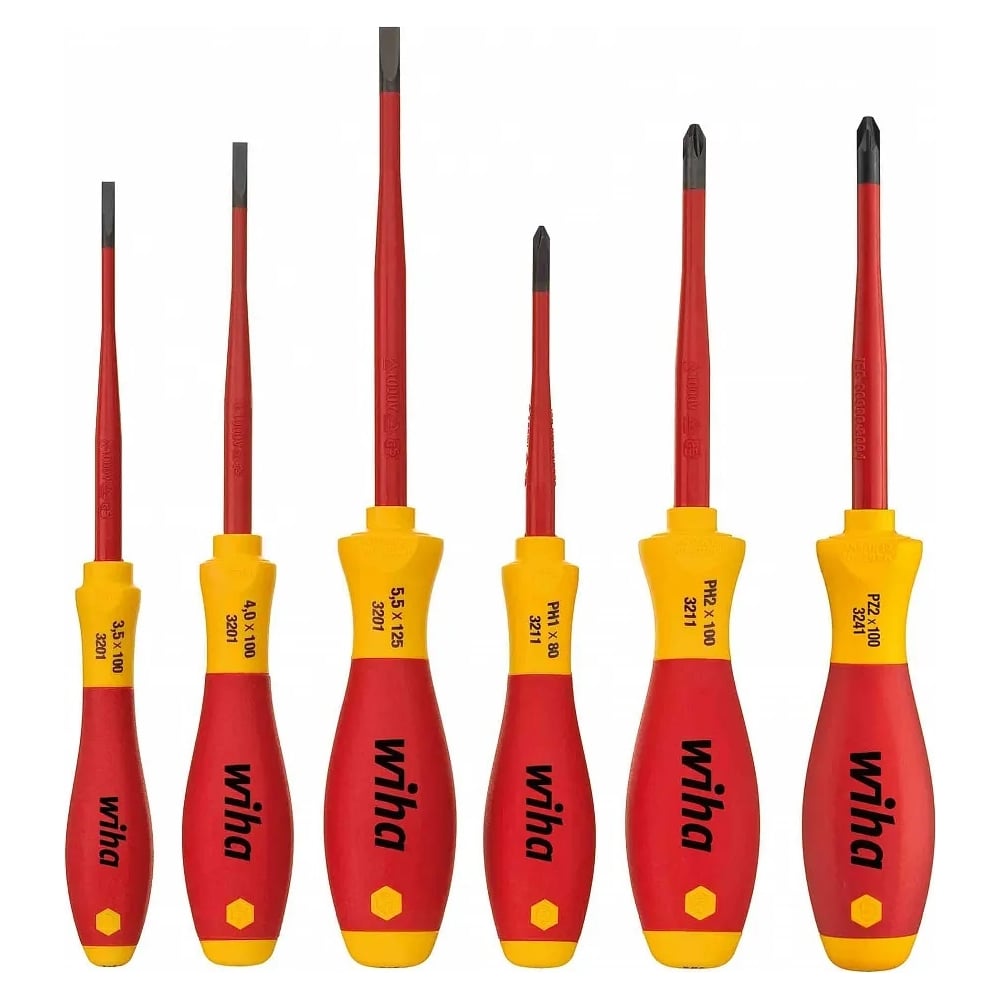 Набор отверток Wiha SoftFinish electric slimFix шлиц, Phillips ...