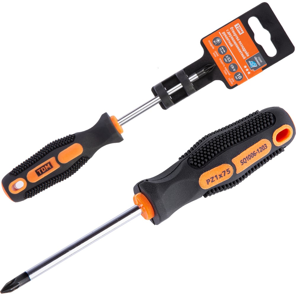 Отвертка TDM ELECTRIC позидрайв двухкомпонентная, CR-V тип PZ1x75 ...