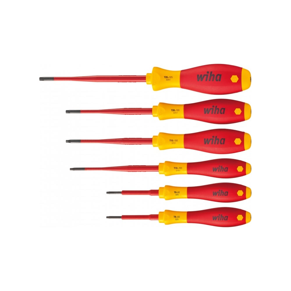 Набор отверток 6 штук Wiha SoftFinish electric slimFix TORX Tamper Resistant 41245 - выгодная ...