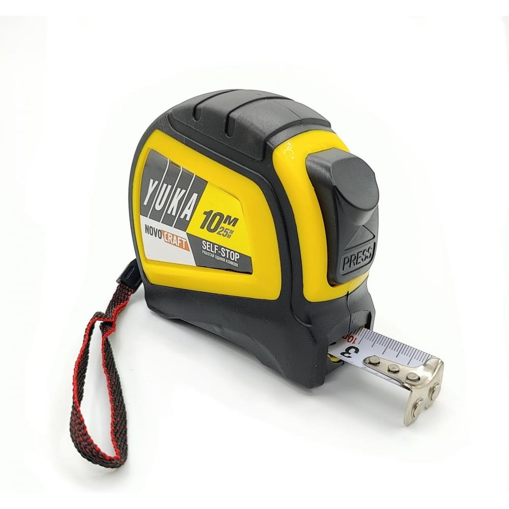 Рулеткa измерительная NOVOCRAFT 10 м Yuka с автостопом, лента 25 мм ...