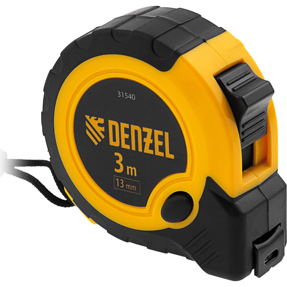 Рулетка Denzel 3 м, 13 мм, двухкомпонентный корпус, кнопка-пауза 31540 ...