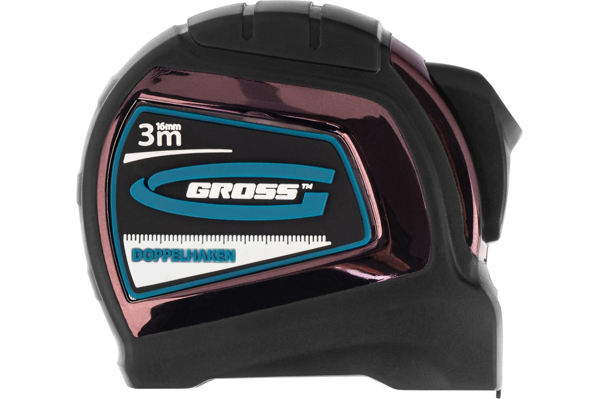 Рулетка GROSS Doppelhaken 3м x 16мм, односторонний зацеп, нейлон ...