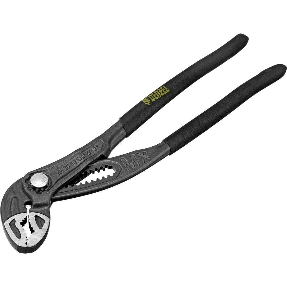 Переставные клещи Denzel кнопочный механизм, обливные рукоятки, 250 мм ...
