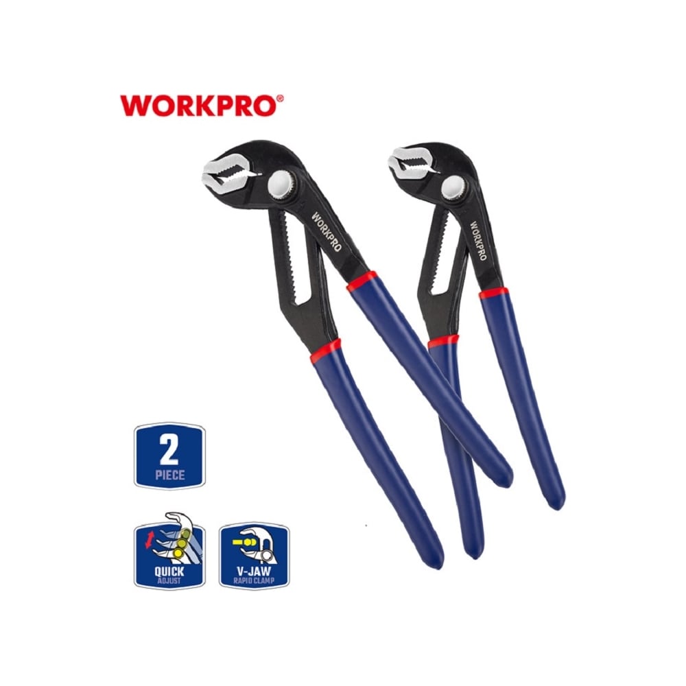 Переставные клещи WORKPRO быстрорегулируемые, 200 мм, 250 мм, 2 шт. WP201005 - выгодная цена ...