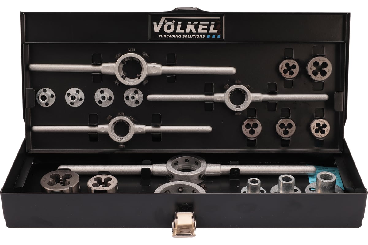Набор плашек VOLKEL М3-М12 DINEN22568 HSS-G 19 предметов V49599 ...
