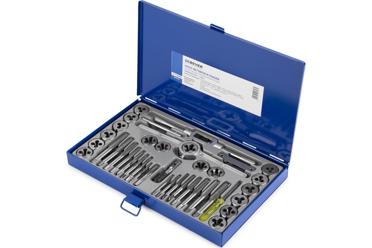 Набор метчиков и плашек Debever Machining Solutions 4NC40 - 1/2NF20, 40 ...