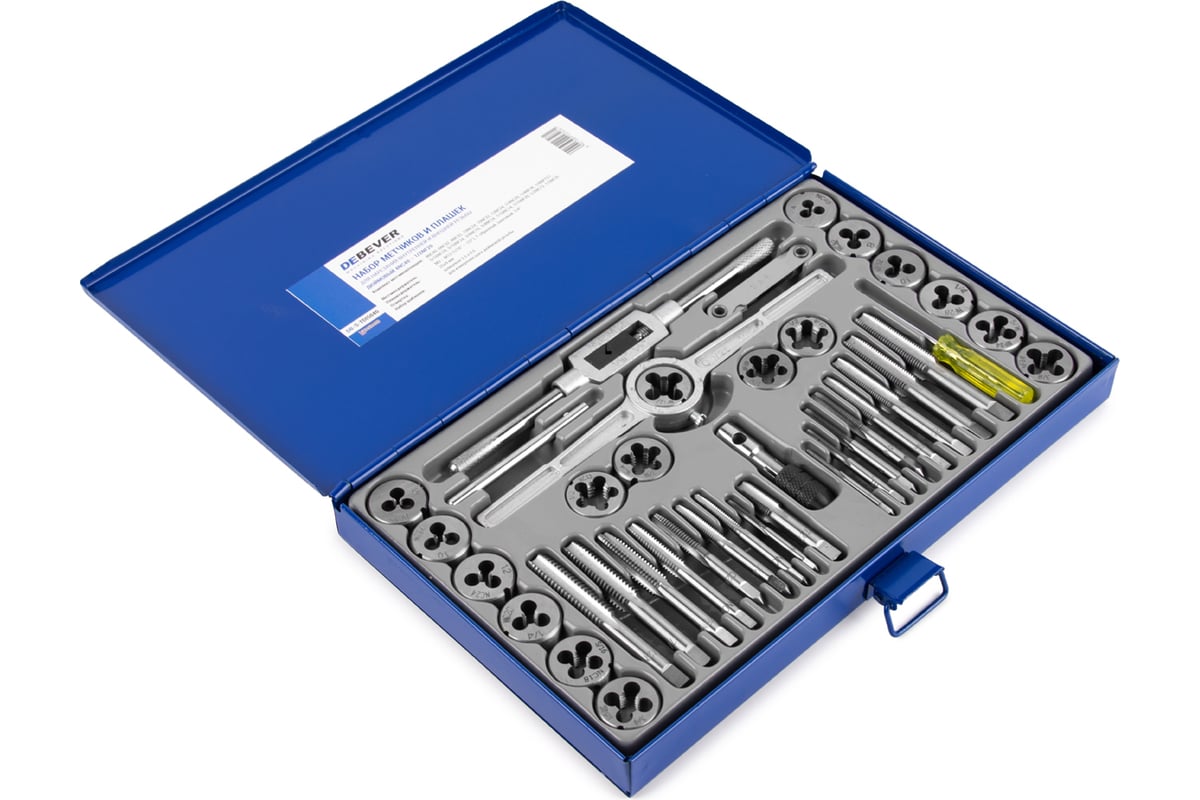 Набор метчиков и плашек Debever Machining Solutions 4NC40 - 1/2NF20, 40 ...