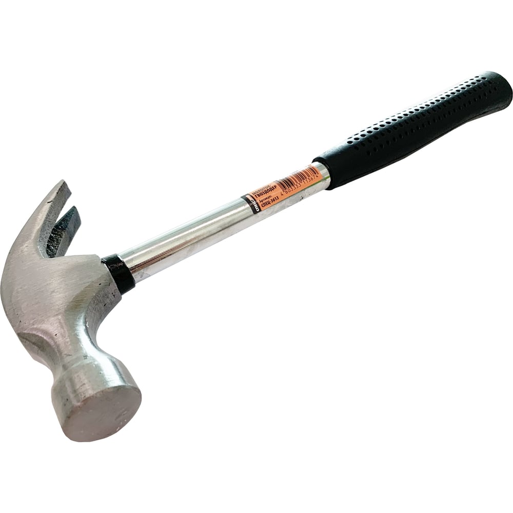 Молоток-гвоздодер Спец ПРОМО 450 г, металлическая рукоять с резиновой ...