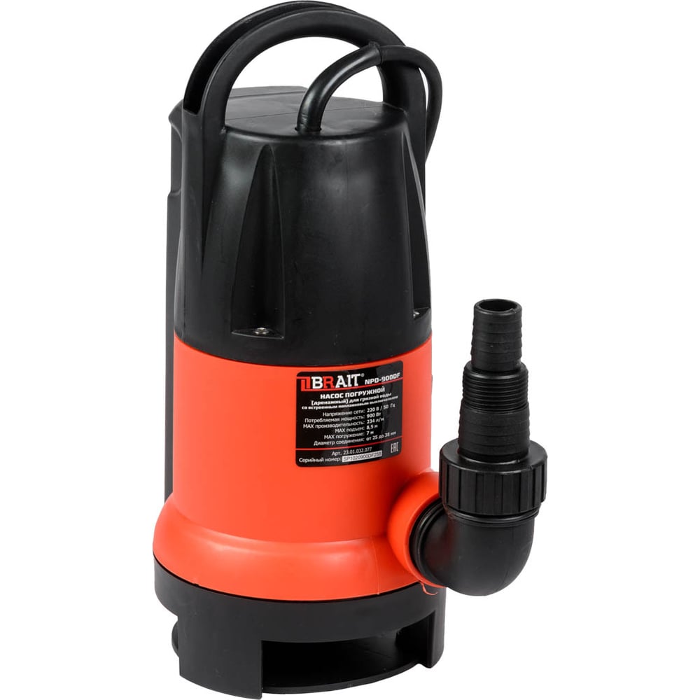 Дренажный погружной насос BRAIT NPD-900DF 23.01.032.077 - выгодная цена, отзывы, характеристики ...