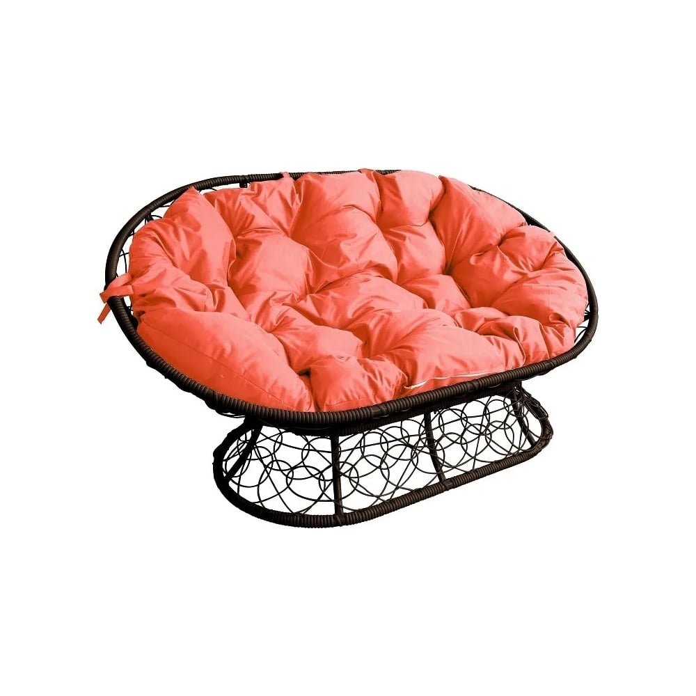 Диван M-GROUP МАМАСАН с ротангом коричневое, оранжевая подушка 12110207 ...