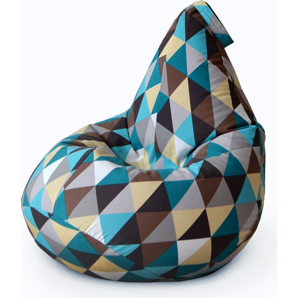 Кресло-мешок Mypuff Груша, ромб, размер стандарт, мебельный хлопок b ...