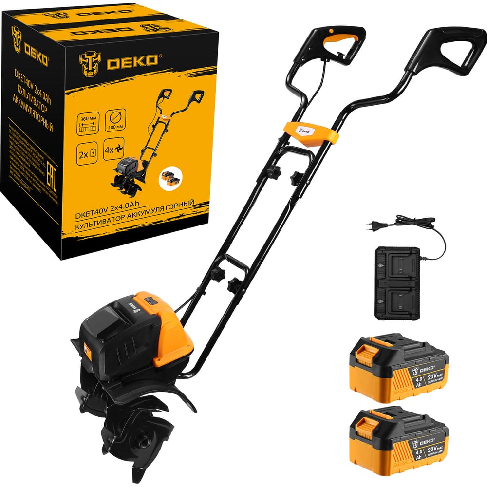 Культиватор аккумуляторный DEKO DKET40V, 2x20В, 2x4.0Ач 065-1232 ...