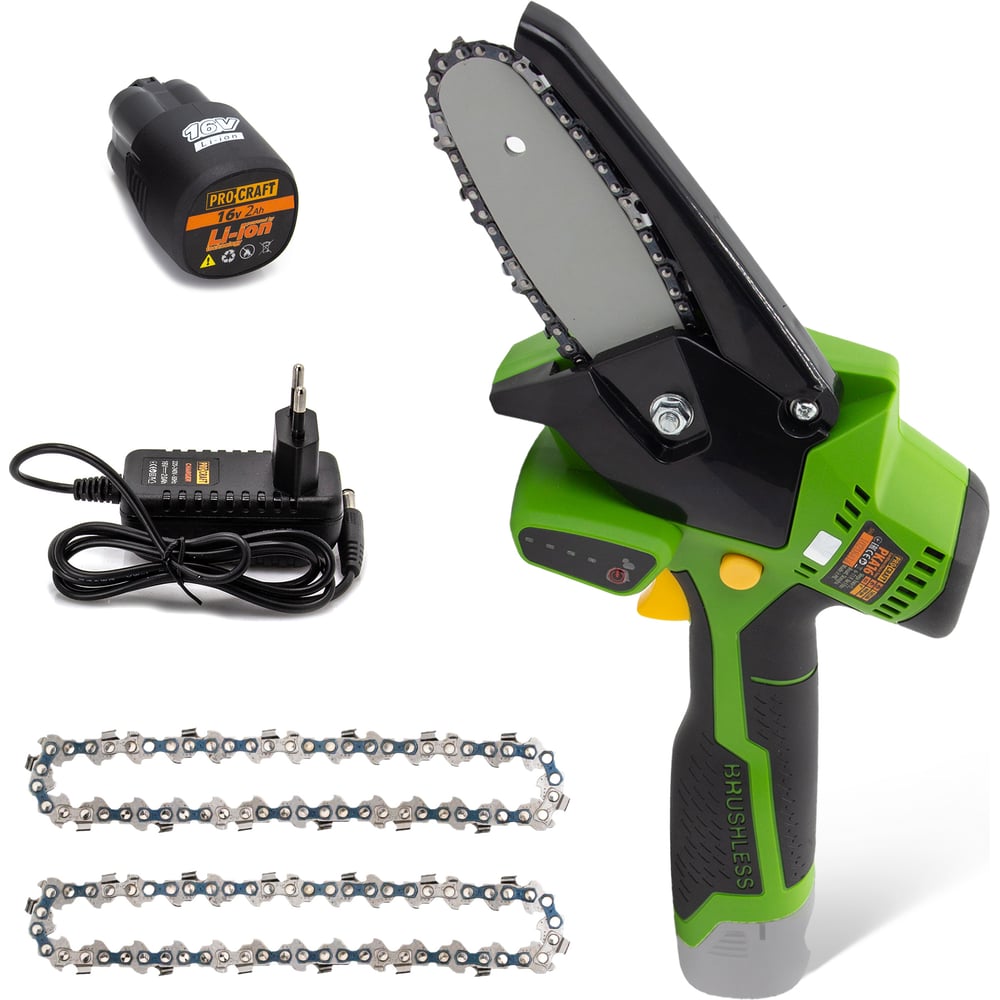 Комплект Пила цепная Procraft PKA16 + акб 2Ач BAT16/2 + ЗУ ZAR16/3 + 2 цепи PKA16_set - выгодная ...