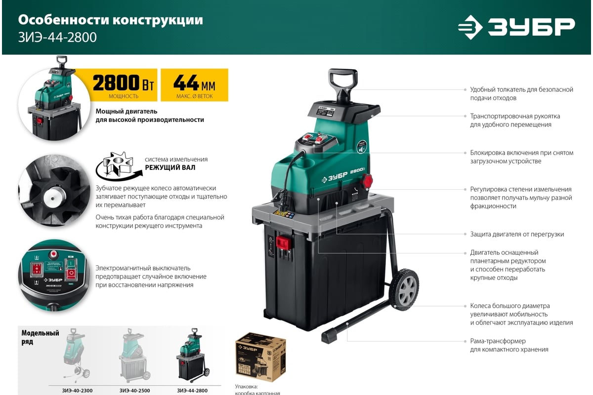 Садовый электрический измельчитель Зубр ЗИЭ-44-2800 - выгодная цена ...