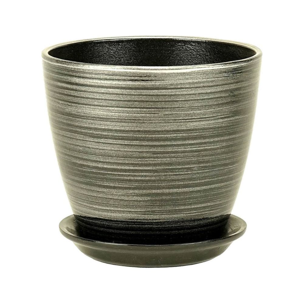 Горшок Сады Аурики РС 28 3 бутон черное серебро, керамика, 18 см, 4 л ...