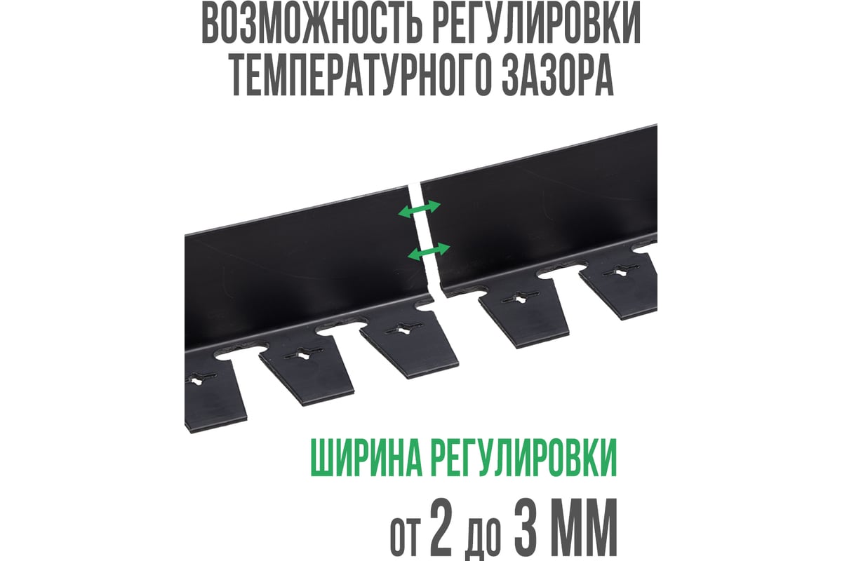 Садовый пластиковый бордюр ГеоПластБорд Стафф 2000х100х100 мм, черный ...