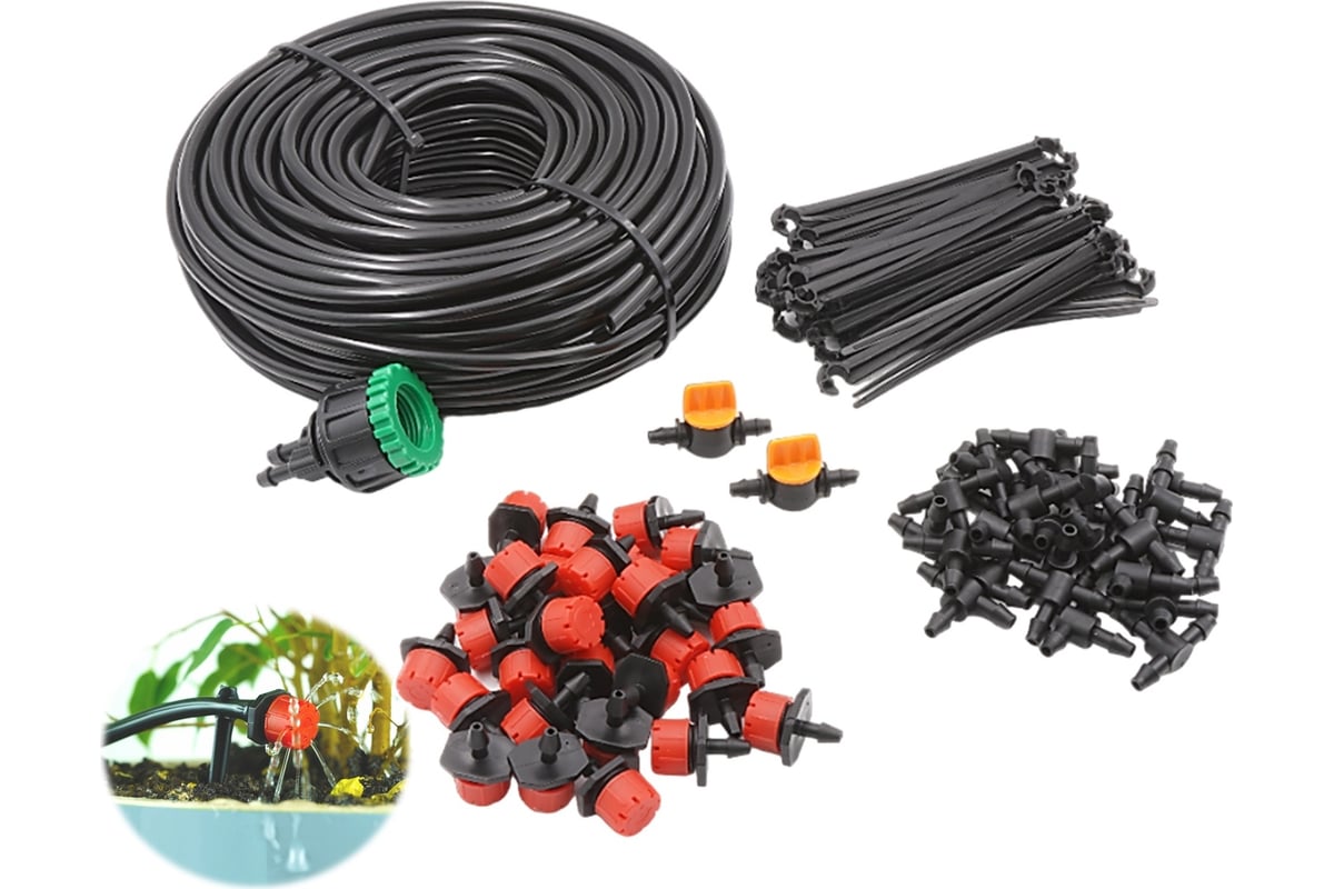Система капельного полива ПоливНаДаче на 30 растений, с регулируемыми капельницами GS-30R ...