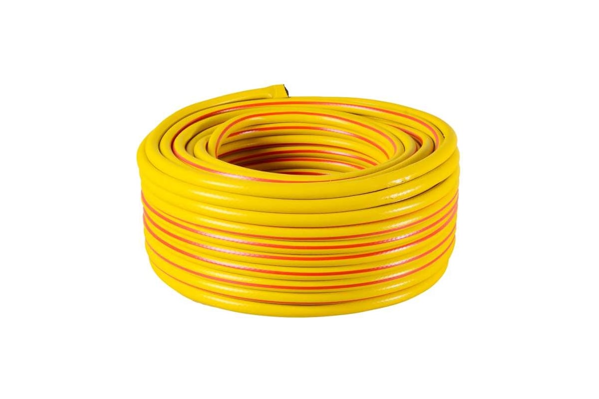 Армированный поливочный шланг Вихрь ПВХ усиленный пищевой трехслойный 1 2 50 м жёлтый 73 7