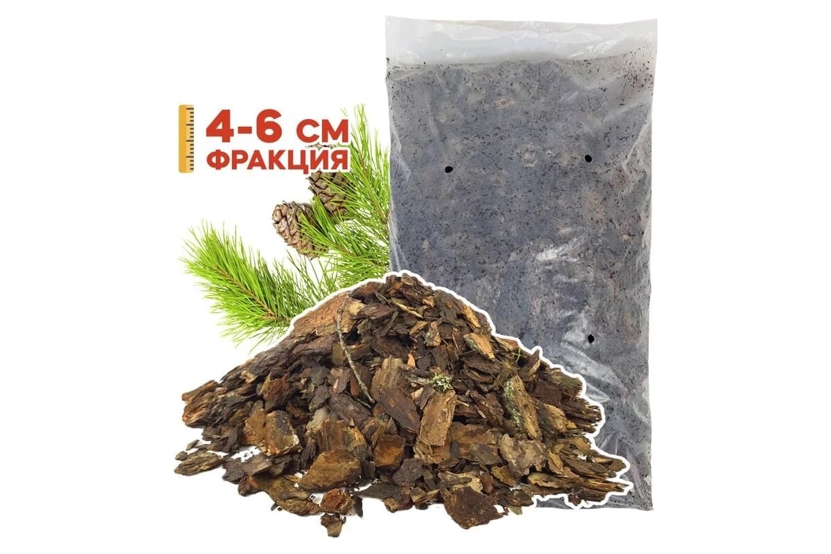 Декоративная щепа Удачный Сезон эконом кора сосны. средняя фракция, 50 ...