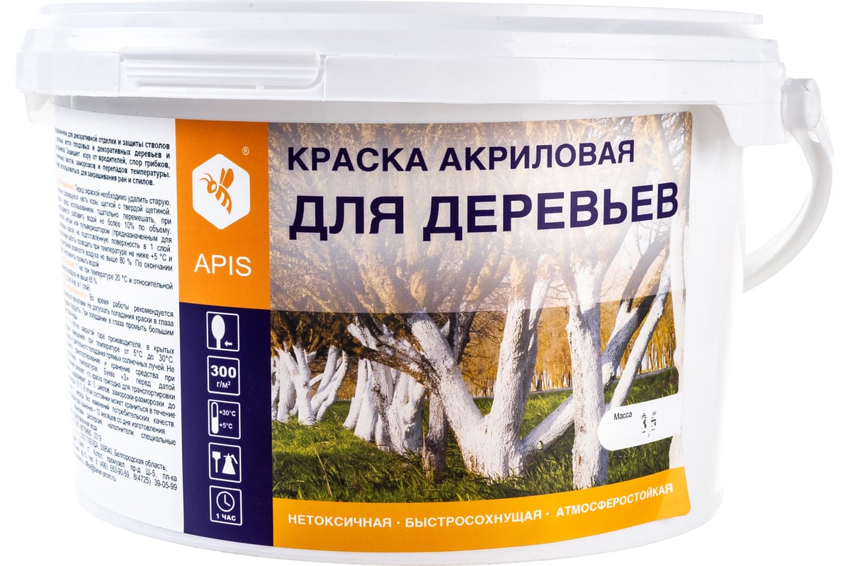 Акриловая краска для деревьев APIS белая, 3.5 кг 4665296515025 ...